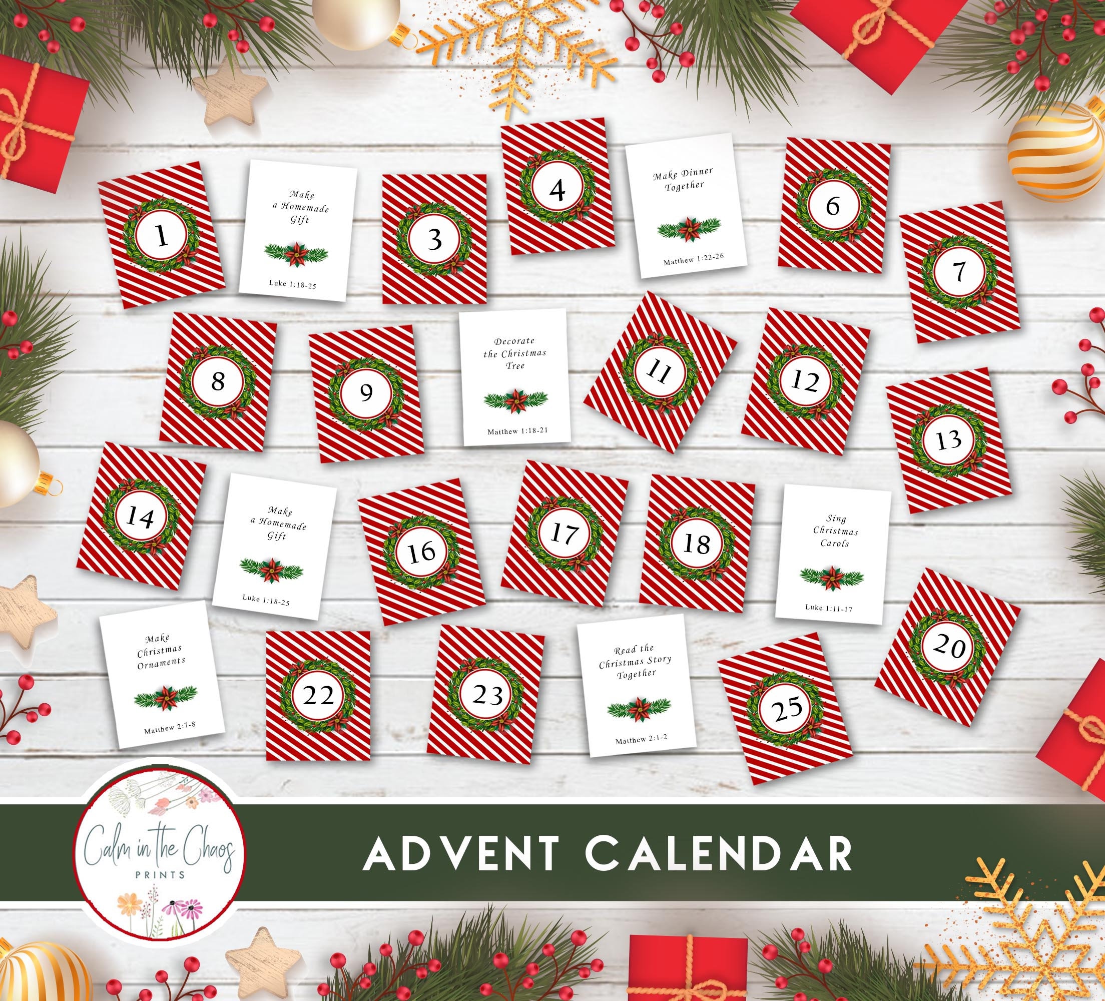 Printable Advent Calendar - Countdown to Christmas With 25 Scripture ...