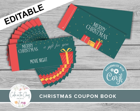 Printable Coupon Book Christmas Gift Editable Coupon Book | Etsy