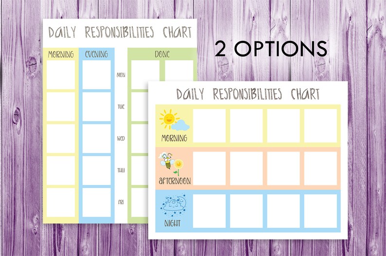 Kids Visual Schedule - Daily Routine Activity Cards and Chore Chart for ...