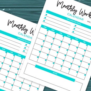Fitness Planner Printable - Monthly Workout Calendar Page Insert - Set ...