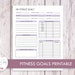 Fitness Planner Printable - Fitness Goals Planner Page Insert - Weight ...