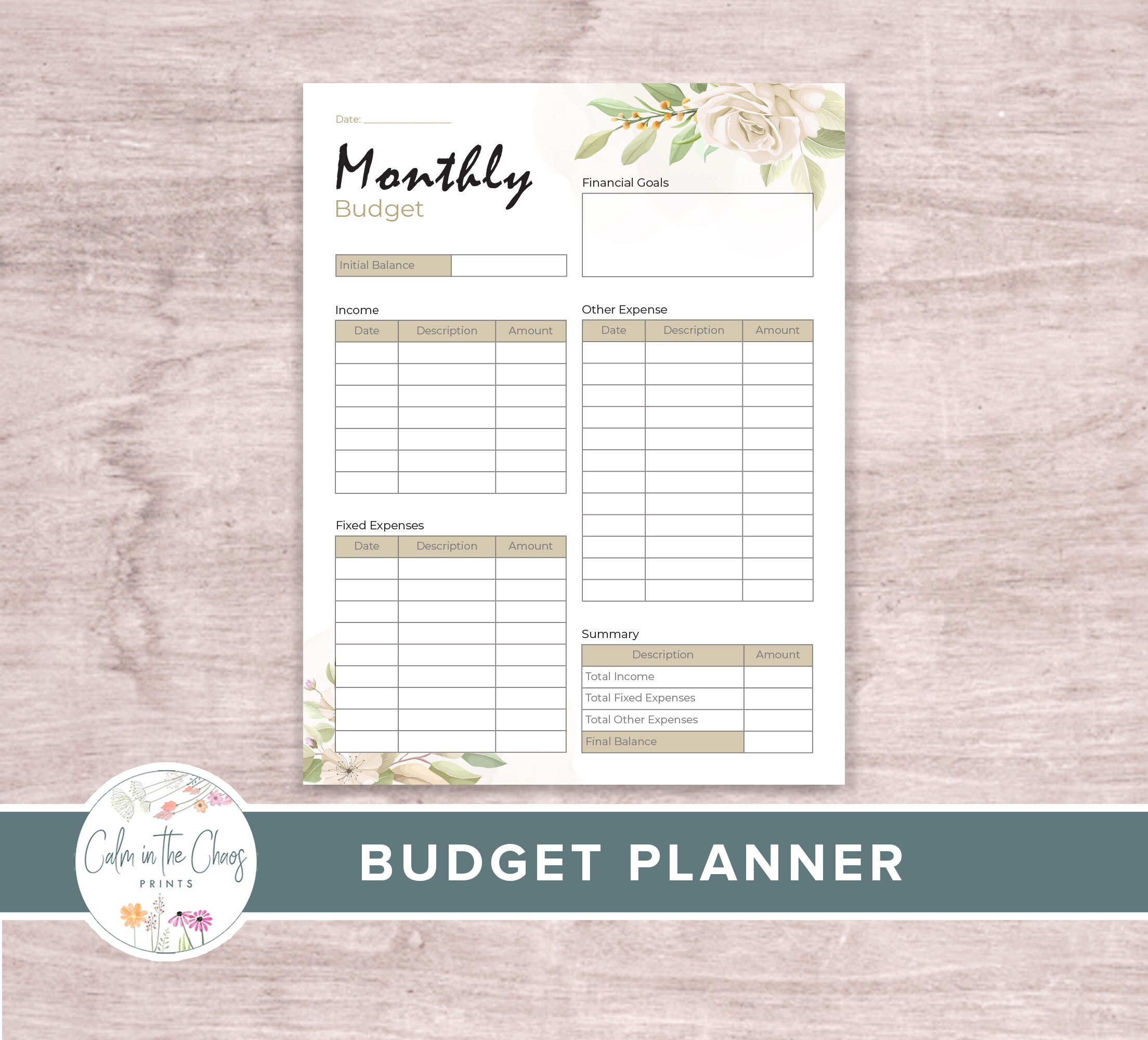 Budget Planner Printable - Simple Monthly Budget Worksheet - Set ...