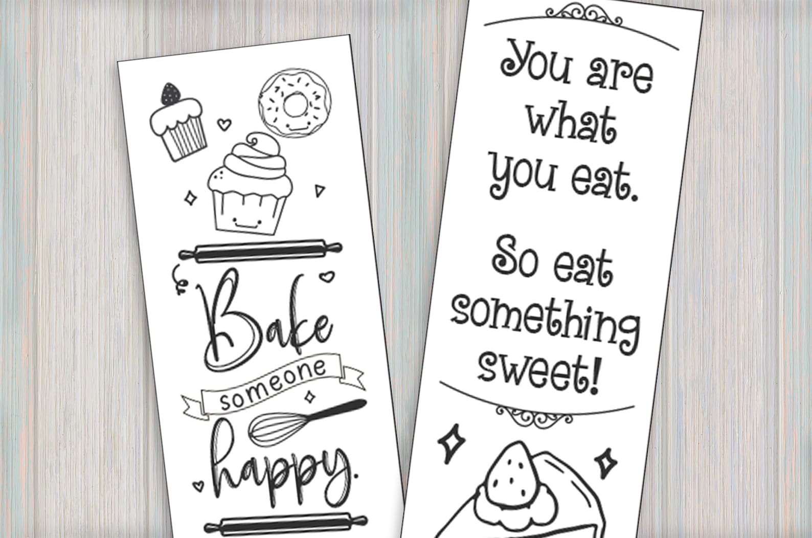 Printable Bookmarks Color Your Own Baking Themed Bookmarks With Cute ...