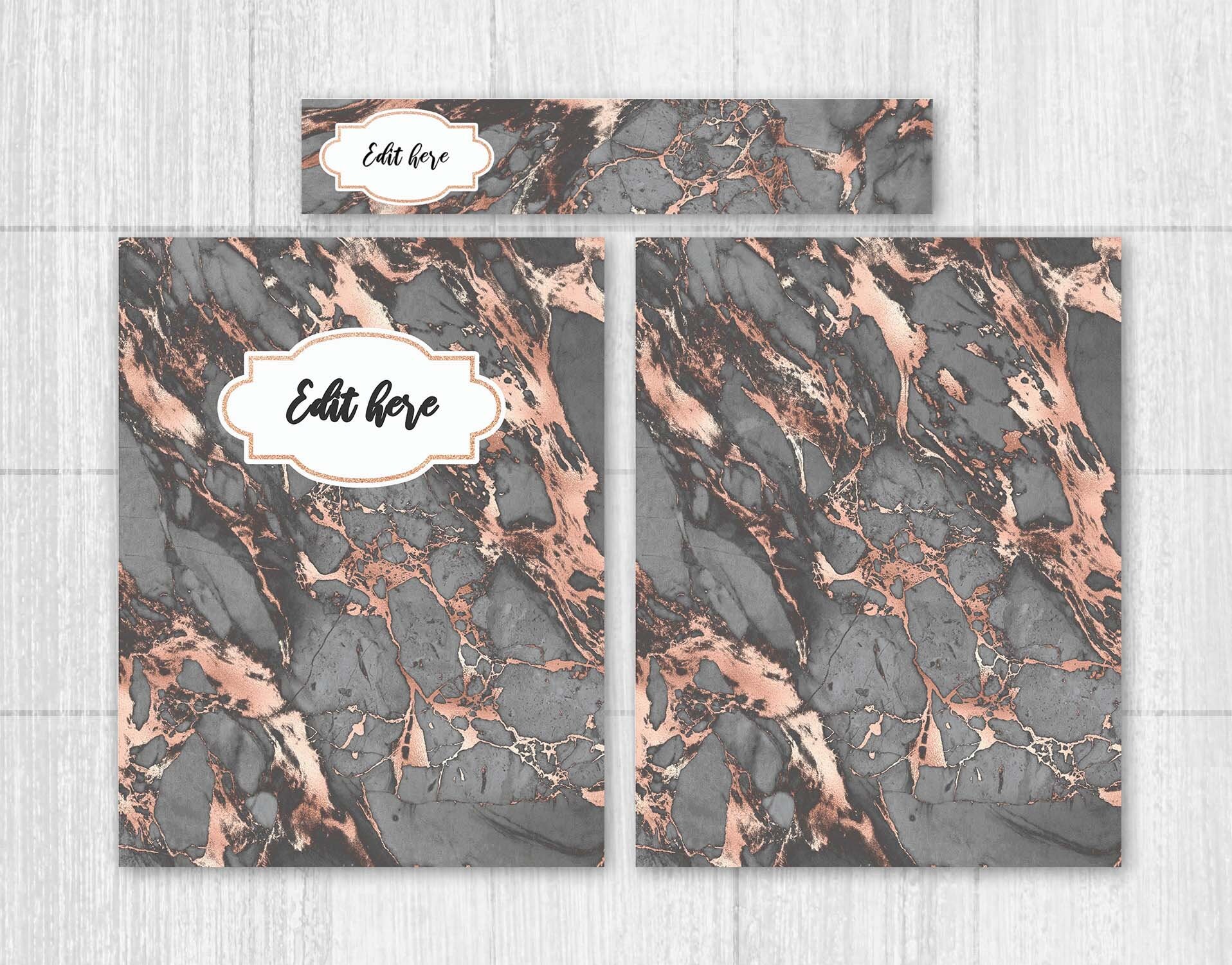 Planner Cover Printable Modern Marble Design Editable - Etsy