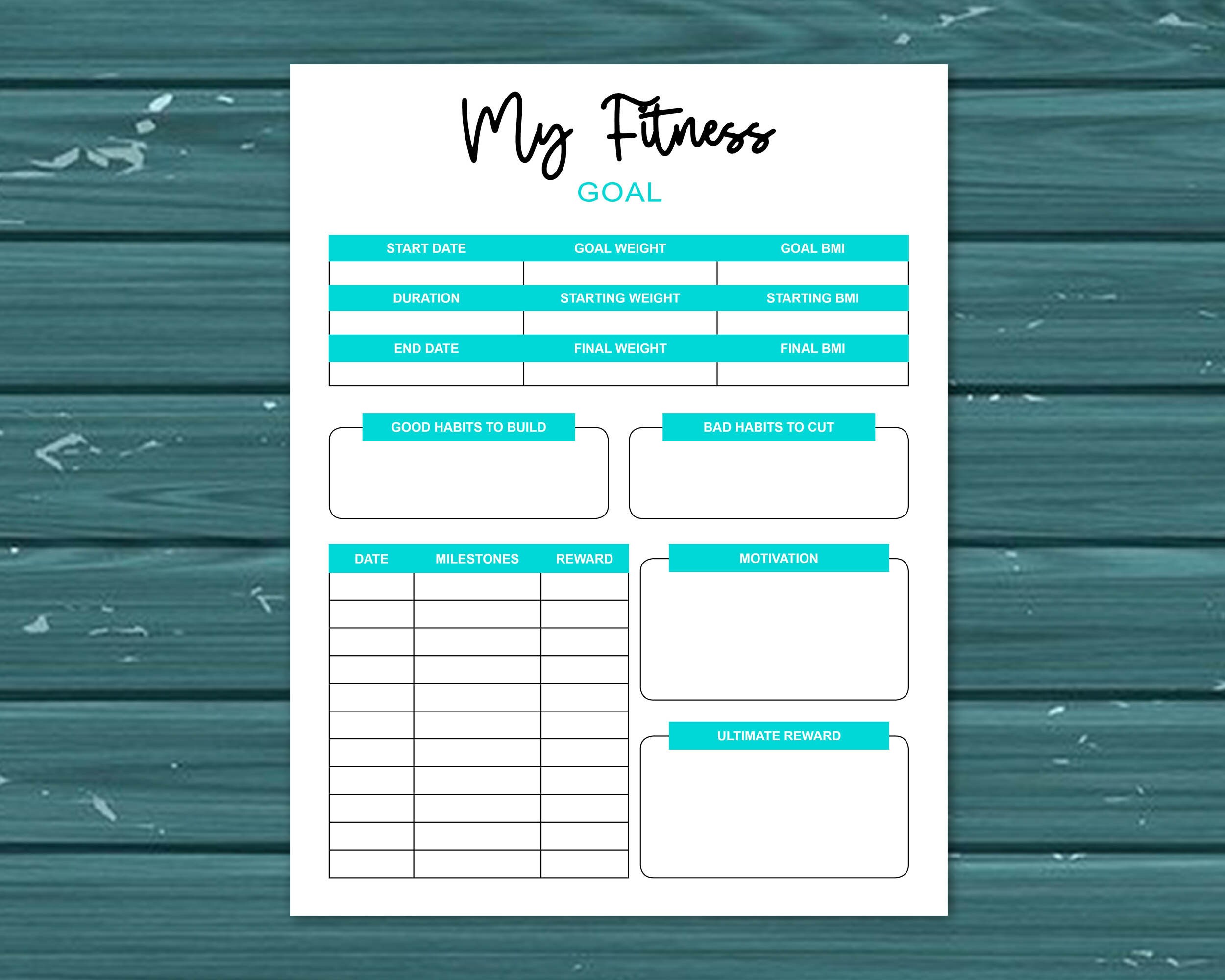 Fitness Planner Printable Bundle Basic Fitness Planner Daily, Weekly ...