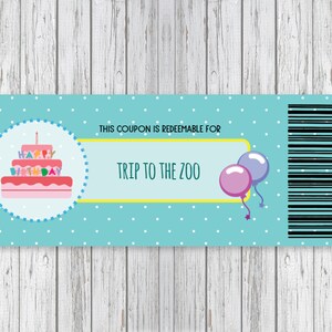 Printable Coupon Book - Birthday Cake Themed Gift - Editable Coupon ...