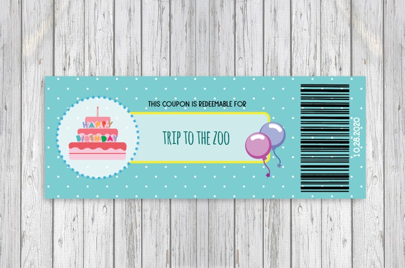 Printable Coupon Book Birthday Cake Themed Gift Editable - Etsy