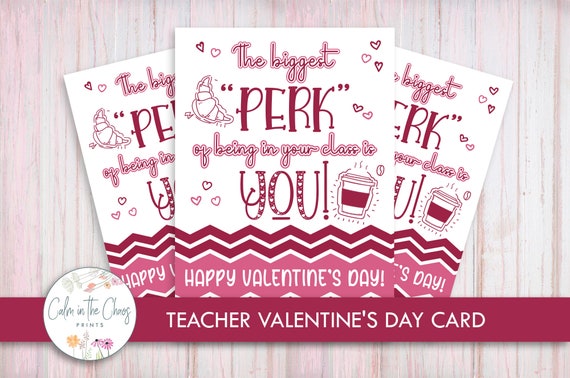 Teacher Valentines Day Card Teacher Appreciation Coffee Gift | Etsy