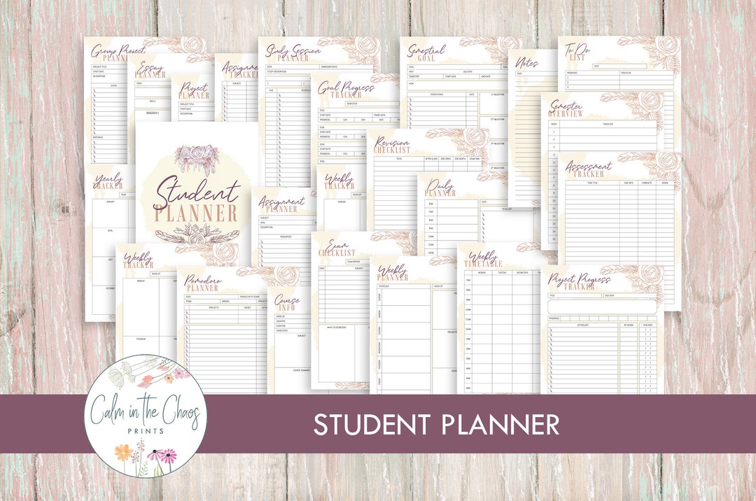 Student Planner Printable - Academic Planner - College or University ...