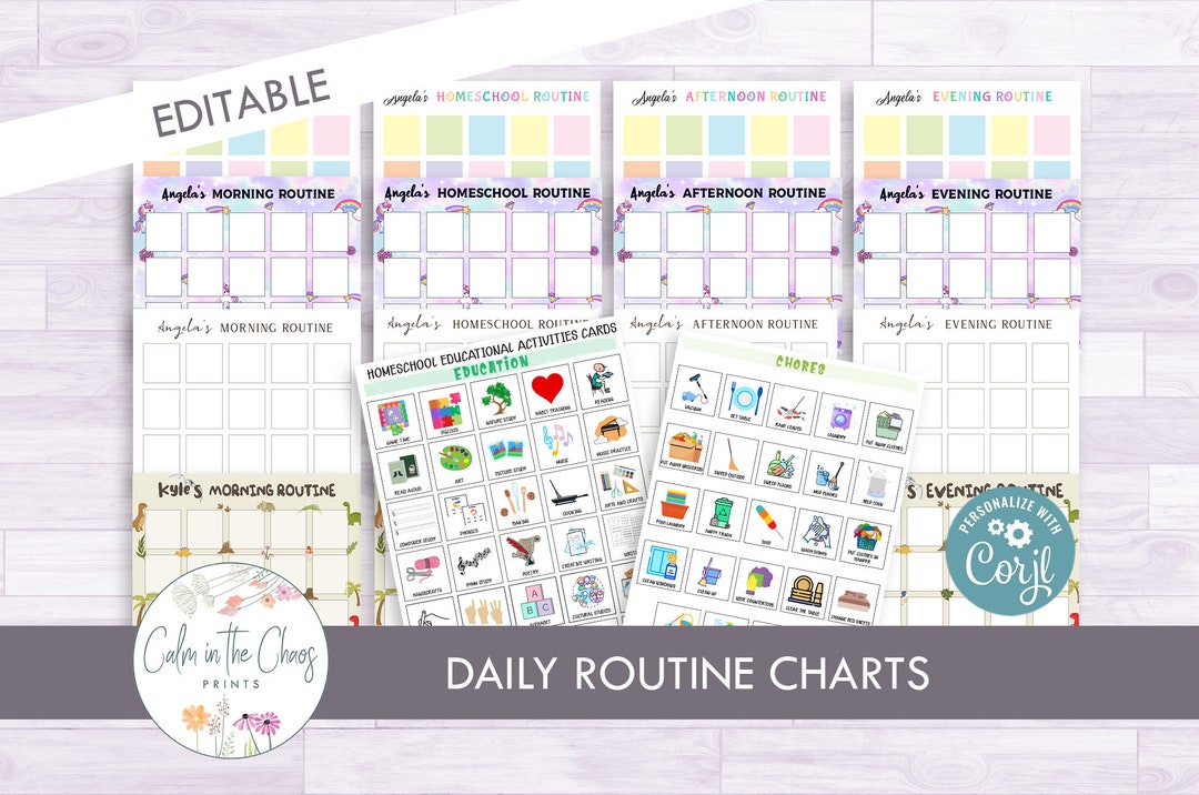 Daily Activity and Chore Chart for Kids - Kids Visual Schedule ...
