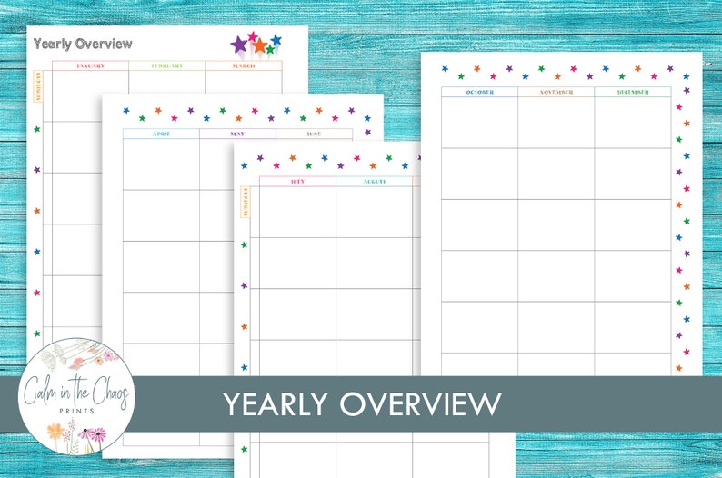 Homeschool Planner Year Overview Bright and Colorful Planning Pages for ...