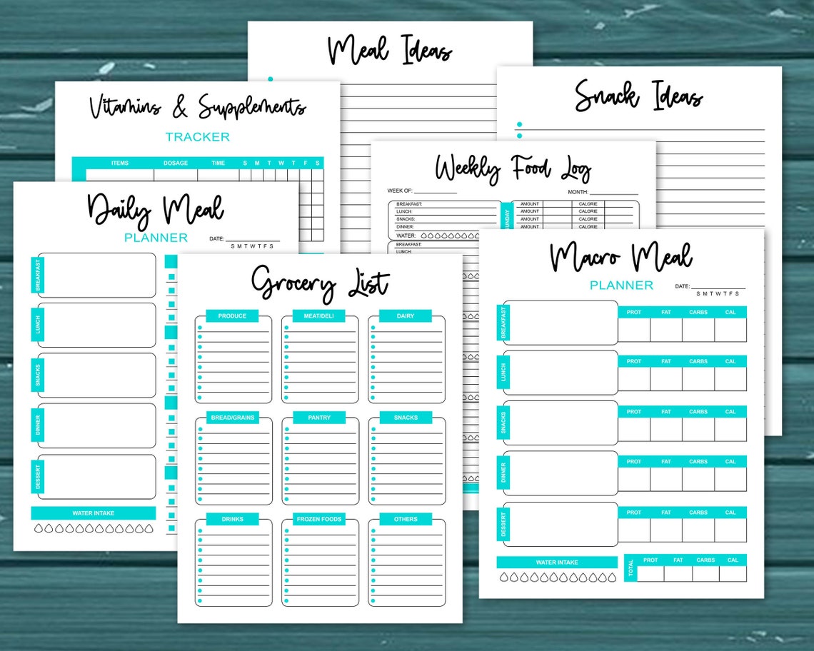 Fitness Planner Printable Bundle Healthy Meal Planner Pages | Etsy