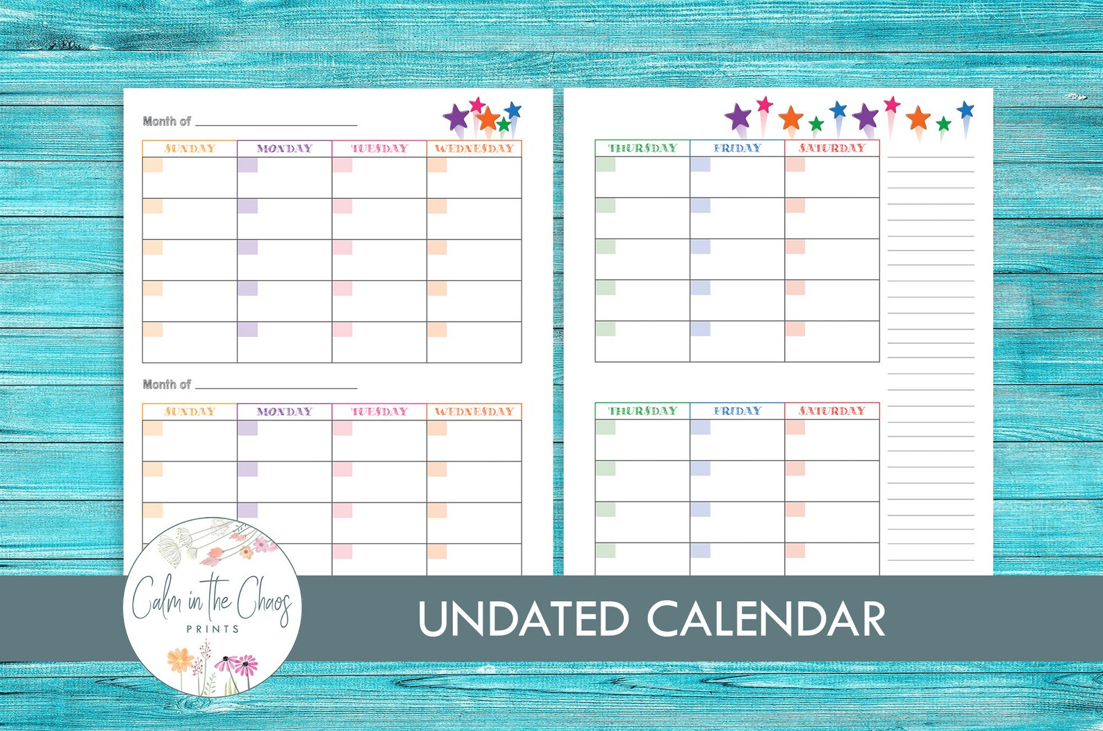 Homeschool Planner - Undated Monthly Calendar - See Two Months at One ...