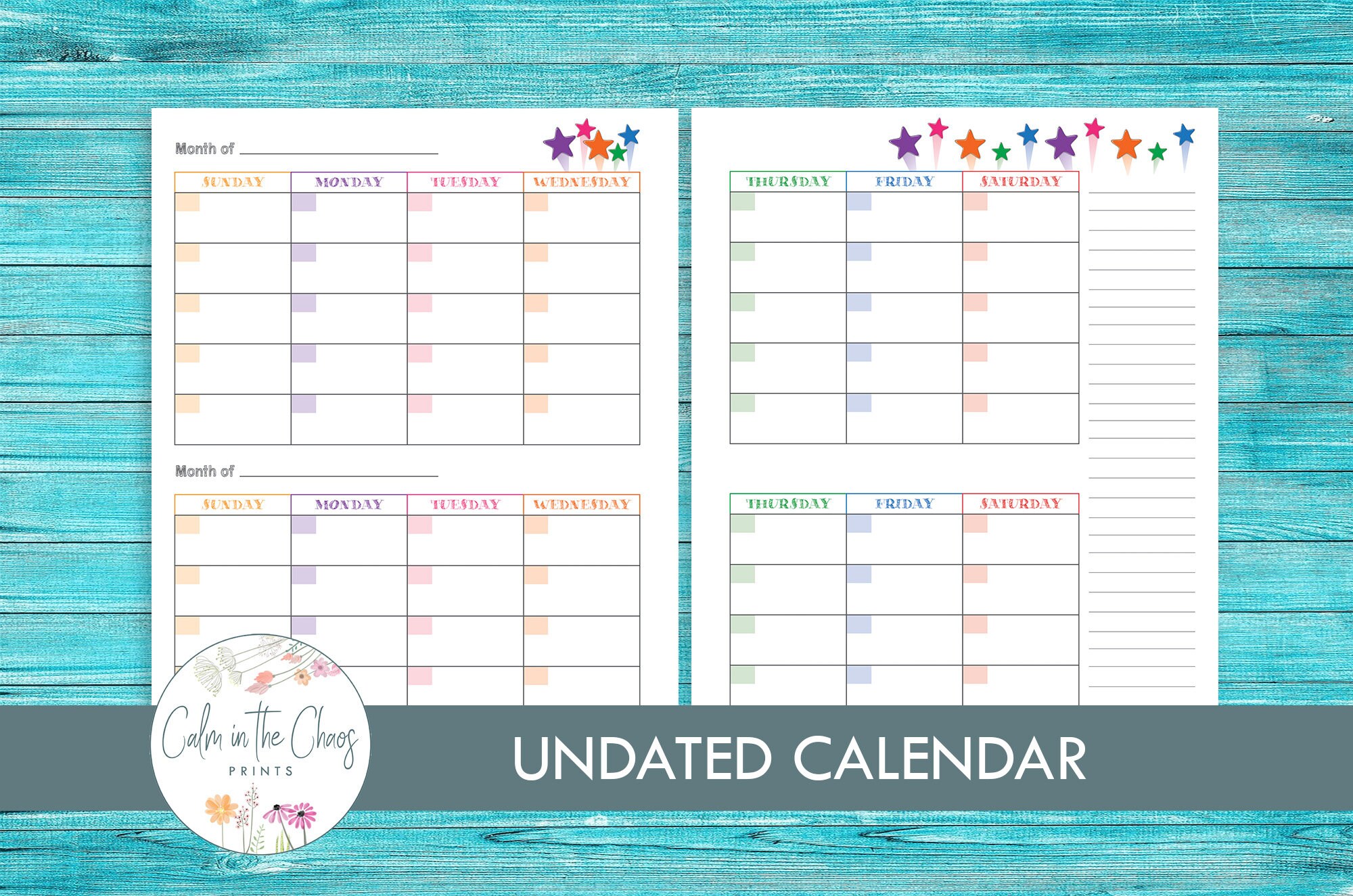 Homeschool Planner - Undated Monthly Calendar - See Two Months at One ...