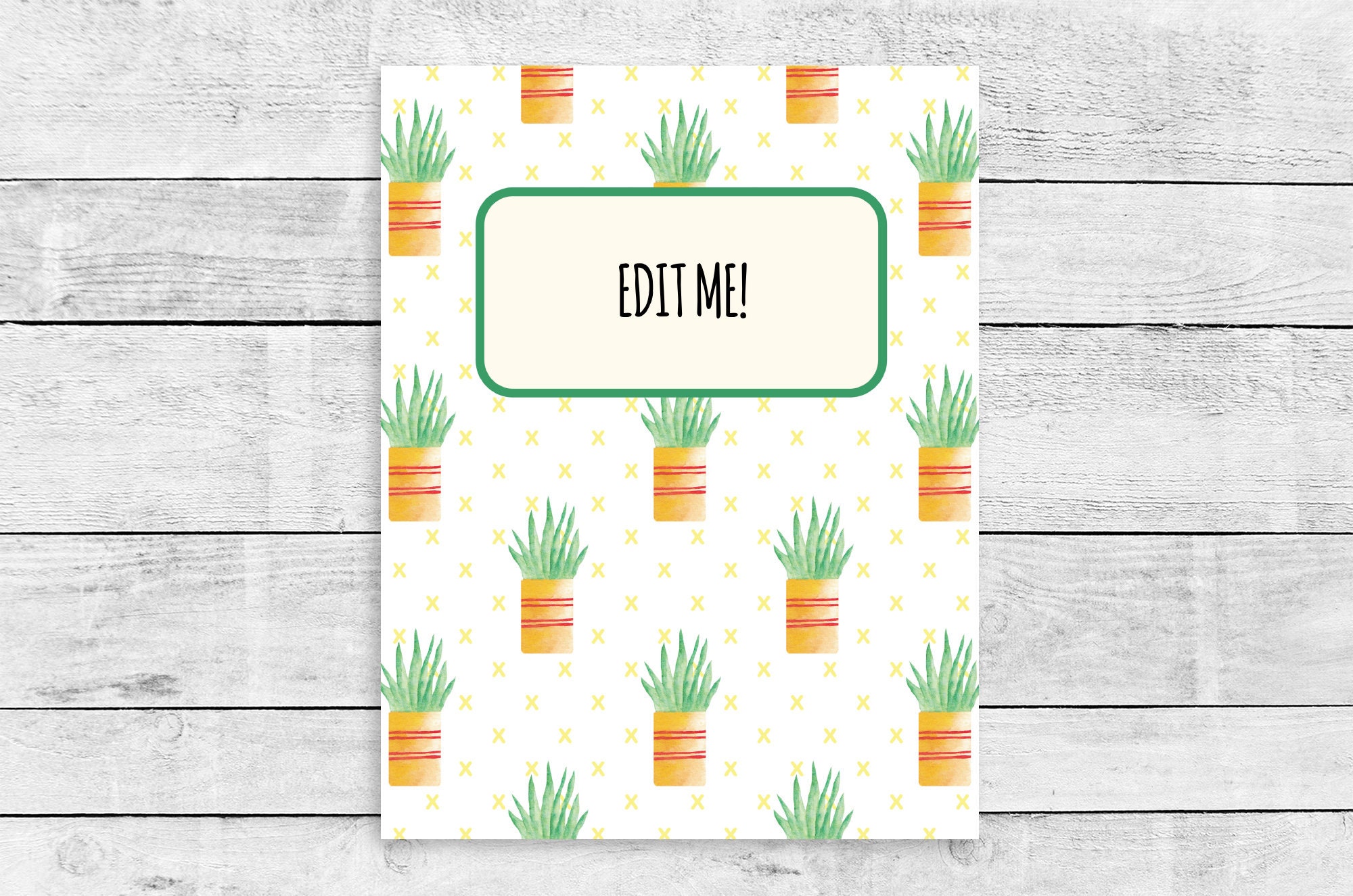 Planner Cover Printable Cute Cactus Design Editable Binder Covers ...