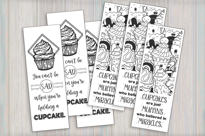 Printable Bookmarks Color Your Own Baking Themed Bookmarks With Cute ...
