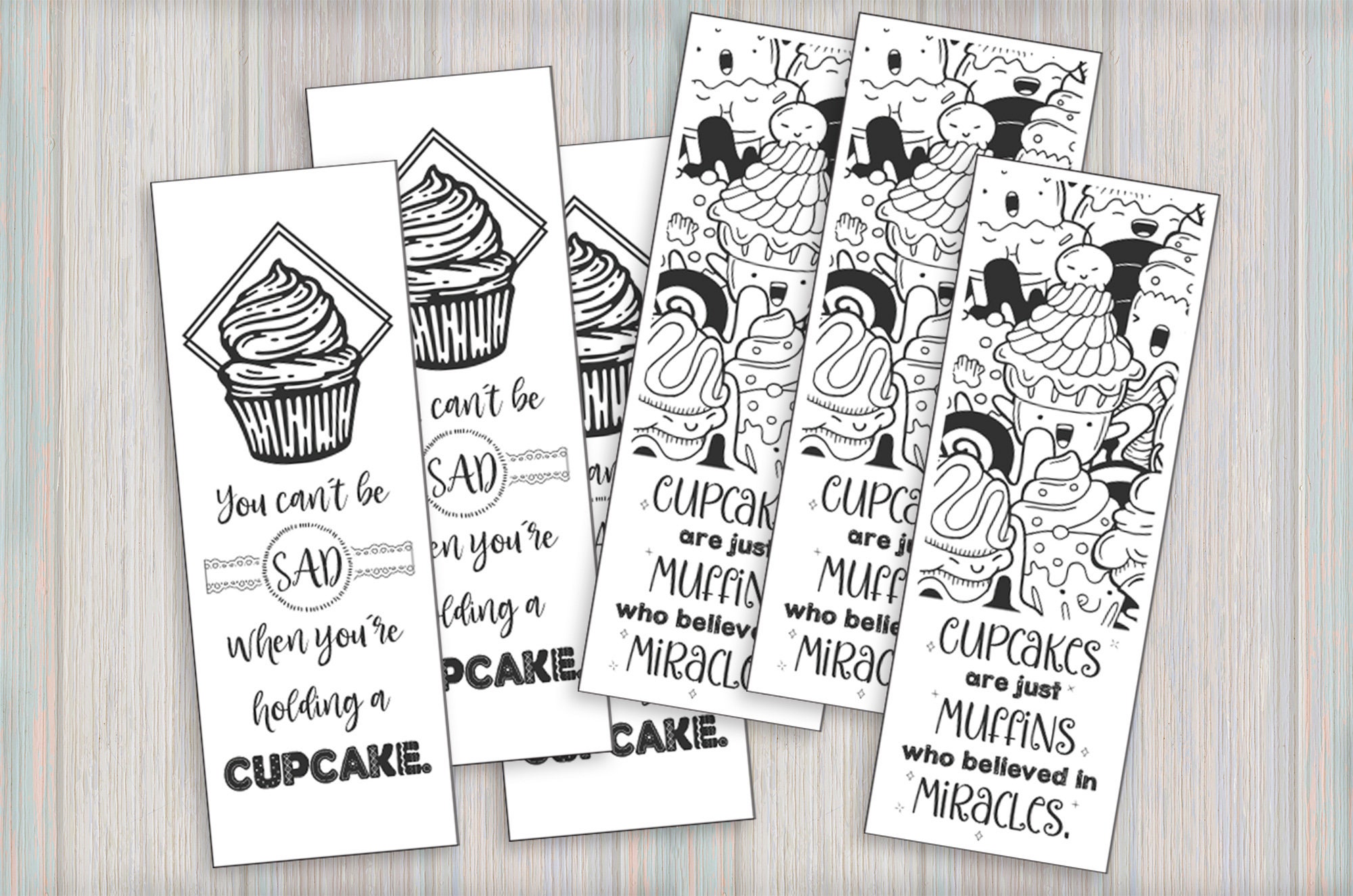 Printable Bookmarks Color Your Own Baking Themed Bookmarks With Cute ...