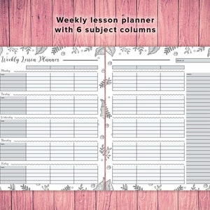 Homeschool Planner - Weekly Lesson Planner Pages for 4, 6, or 8 Subject ...