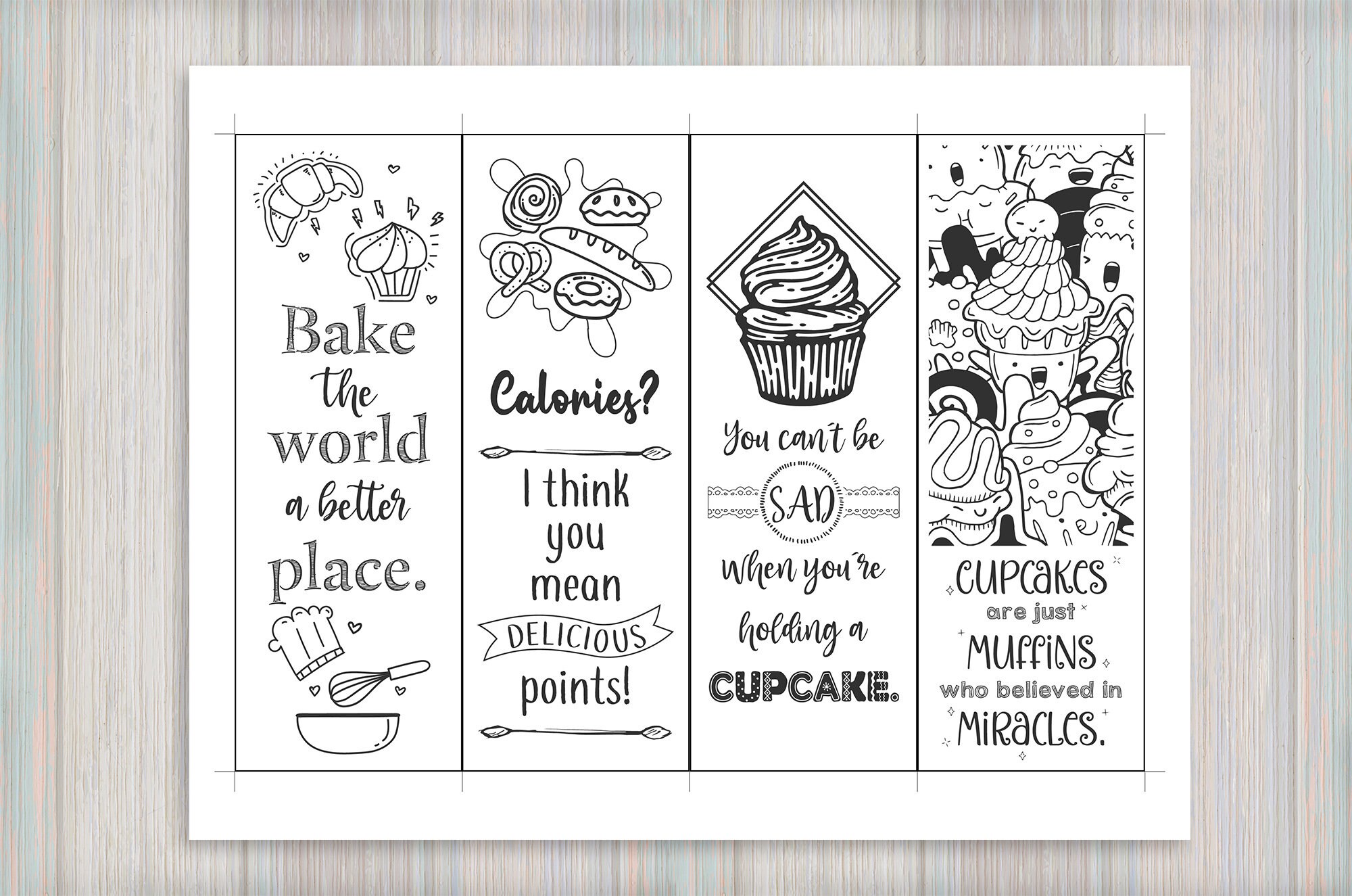 Printable Bookmarks Color Your Own Baking Themed Bookmarks | Etsy New ...