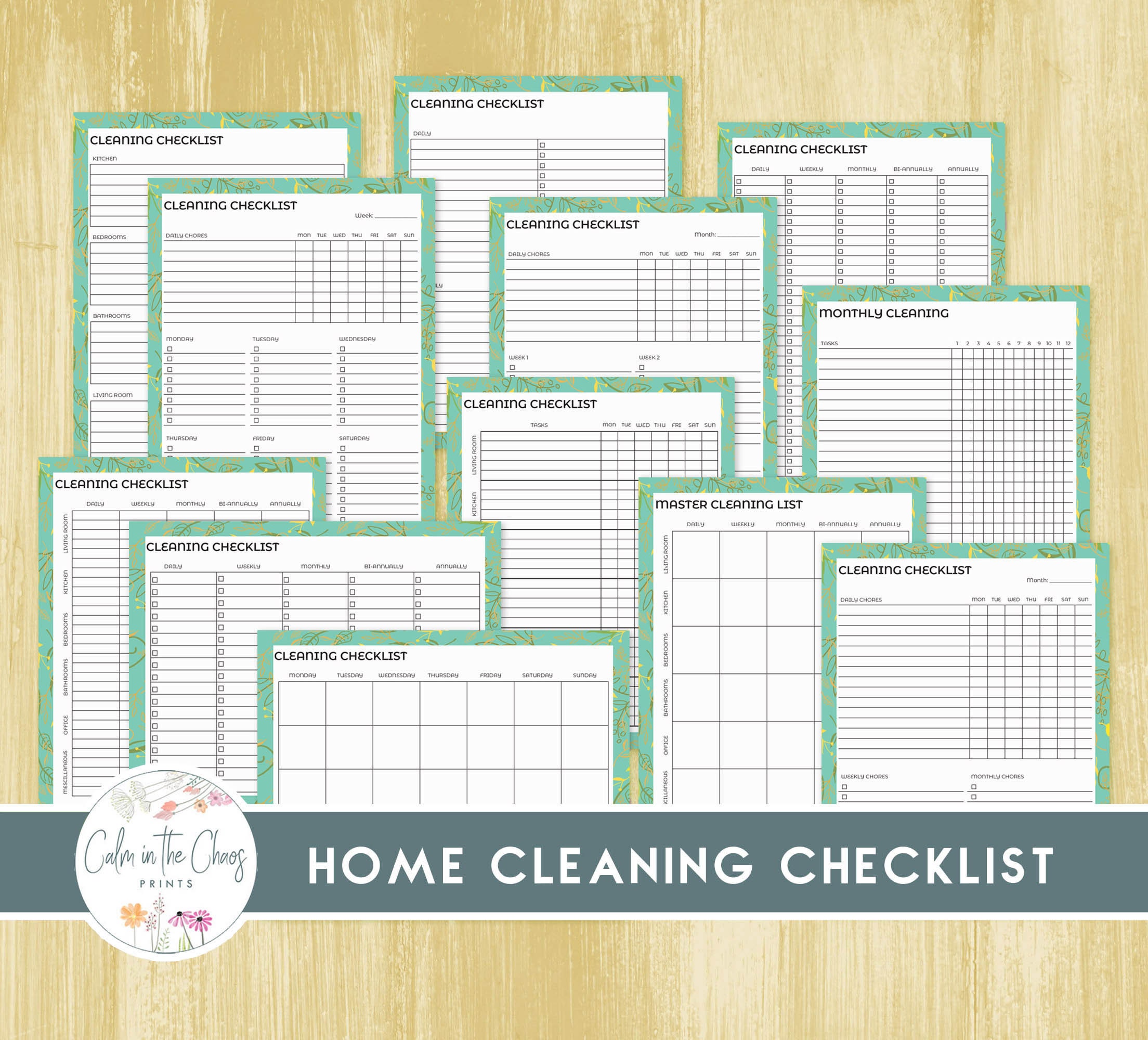 Home Cleaning Checklist Daily, Weekly, Monthly, Bi-annual, and Annual ...