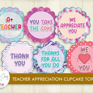 Teacher Appreciation Cupcake Toppers - Thank You Cookie Tag Printable ...