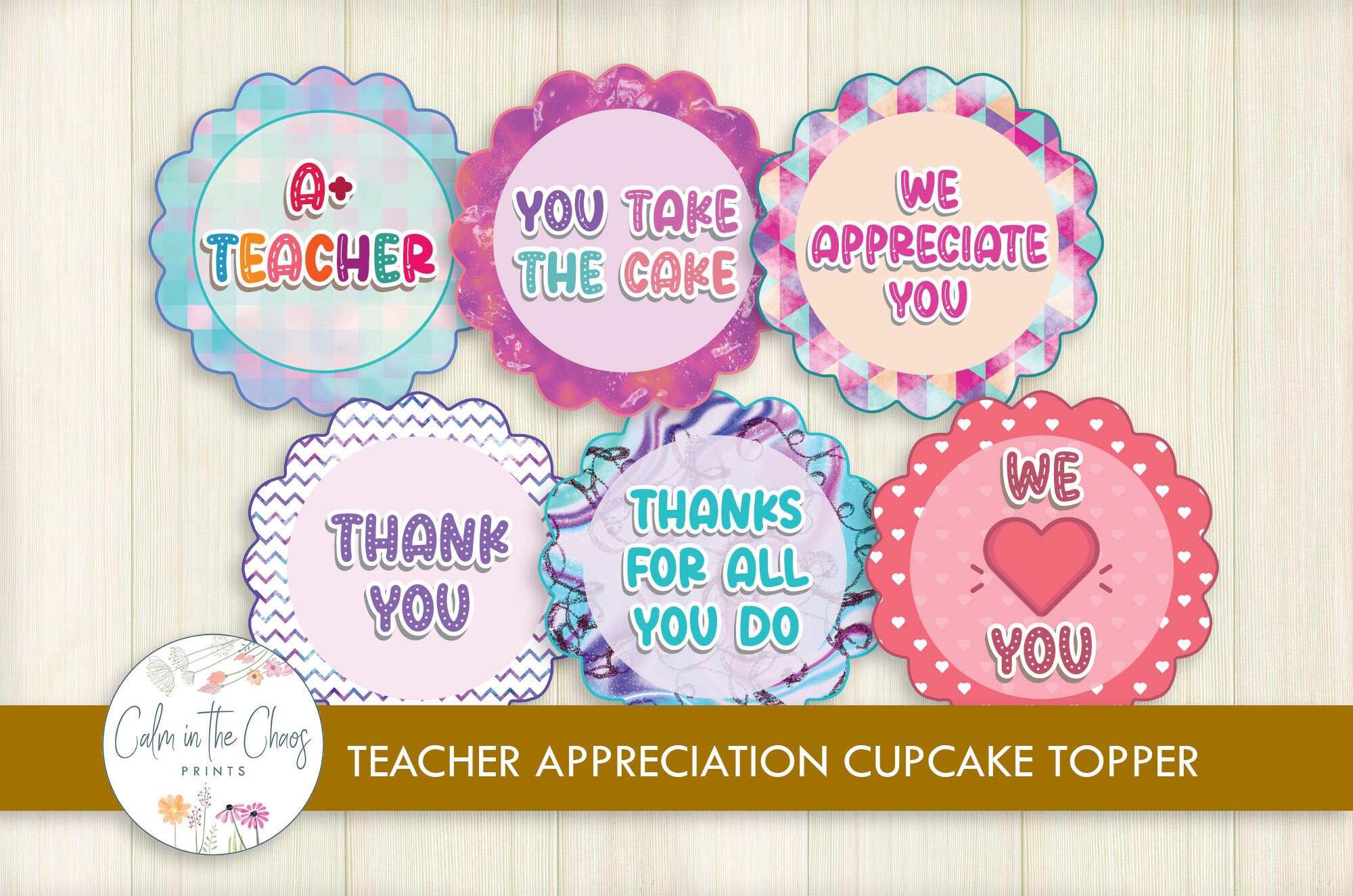 Teacher Appreciation Cupcake Toppers Thank You Cookie Tag Printable Set