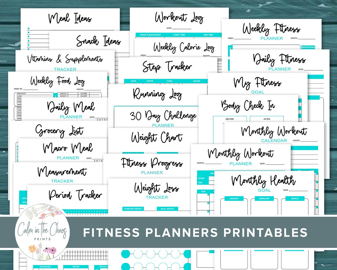 Fitness Planner Printable Bundle - Health Trackers, Exercise Logs ...