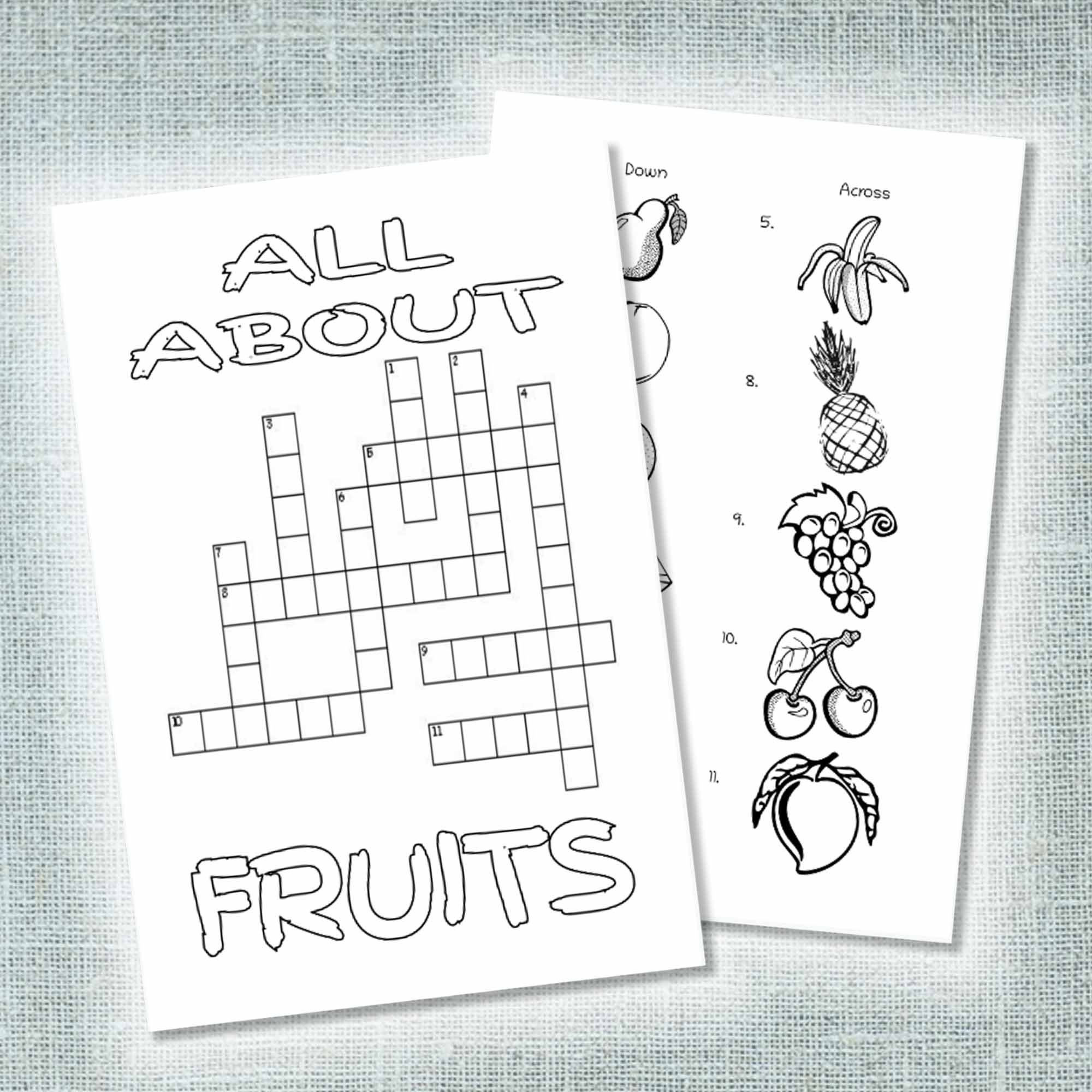 Kids Activity Book for Elementary School Children Printable Crossword ...