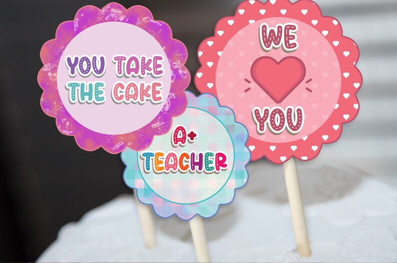Teacher Appreciation Cupcake Toppers Thank You Cookie Tag Printable Set