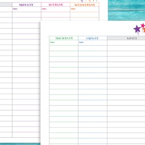 Weekly Lesson Planner Pages for 4, 6, or 8 Subject Areas or Children ...