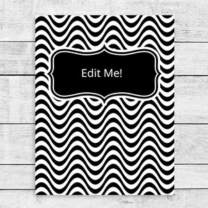 Planner Cover Printable - Modern Black and White Design - Editable ...