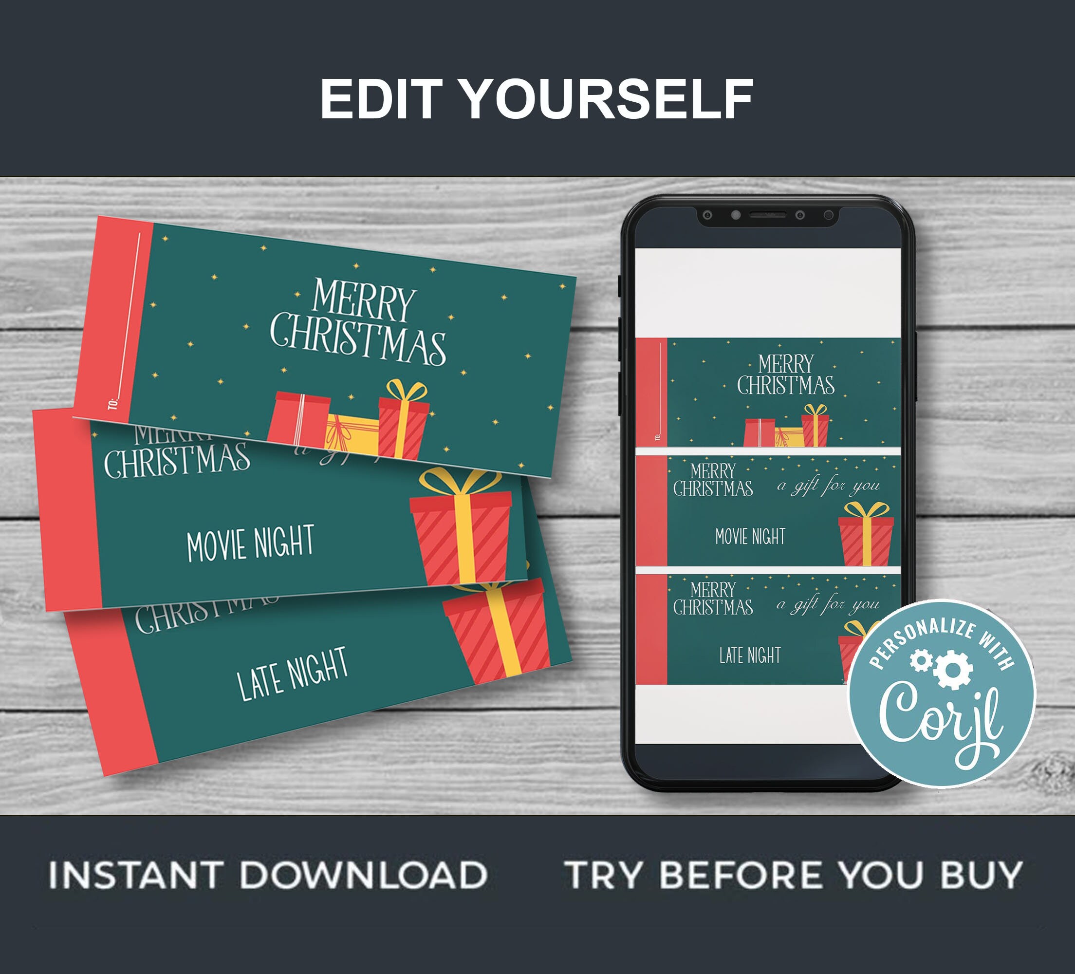 Printable Coupon Book Christmas Gift Editable Coupon Book Template ...