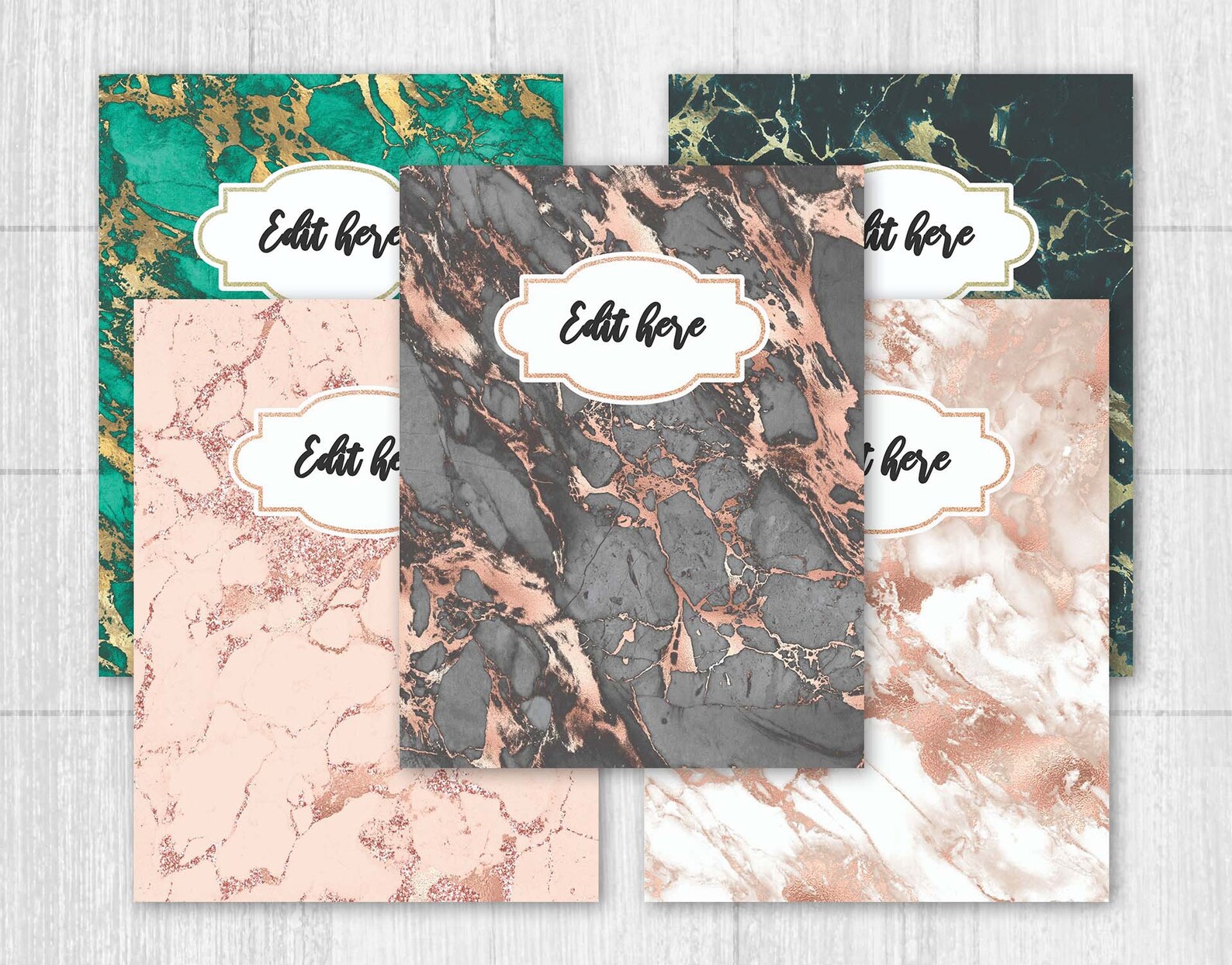 Planner Cover Printable - Modern Marble Design - Editable Binder Covers ...