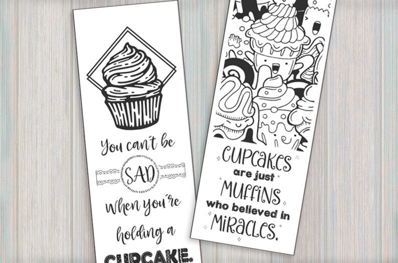 Printable Bookmarks Color Your Own Baking Themed Bookmarks With Cute ...