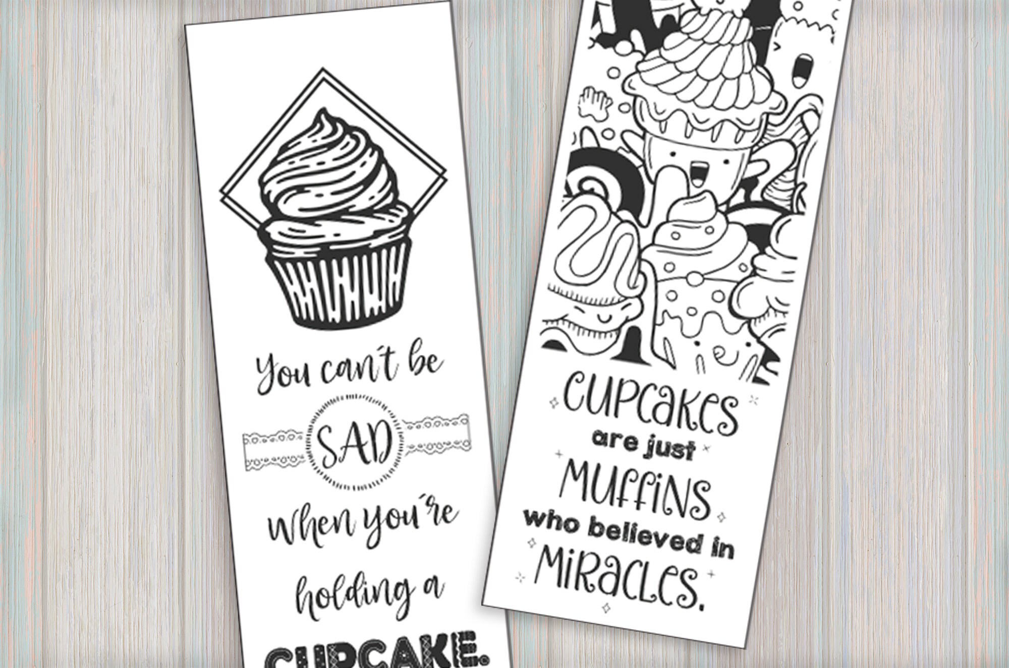 Printable Bookmarks Color Your Own Baking Themed Bookmarks With Cute ...