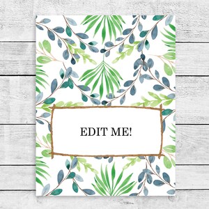 Planner Cover Printable - Beautiful Floral and Leaves Design - Editable ...