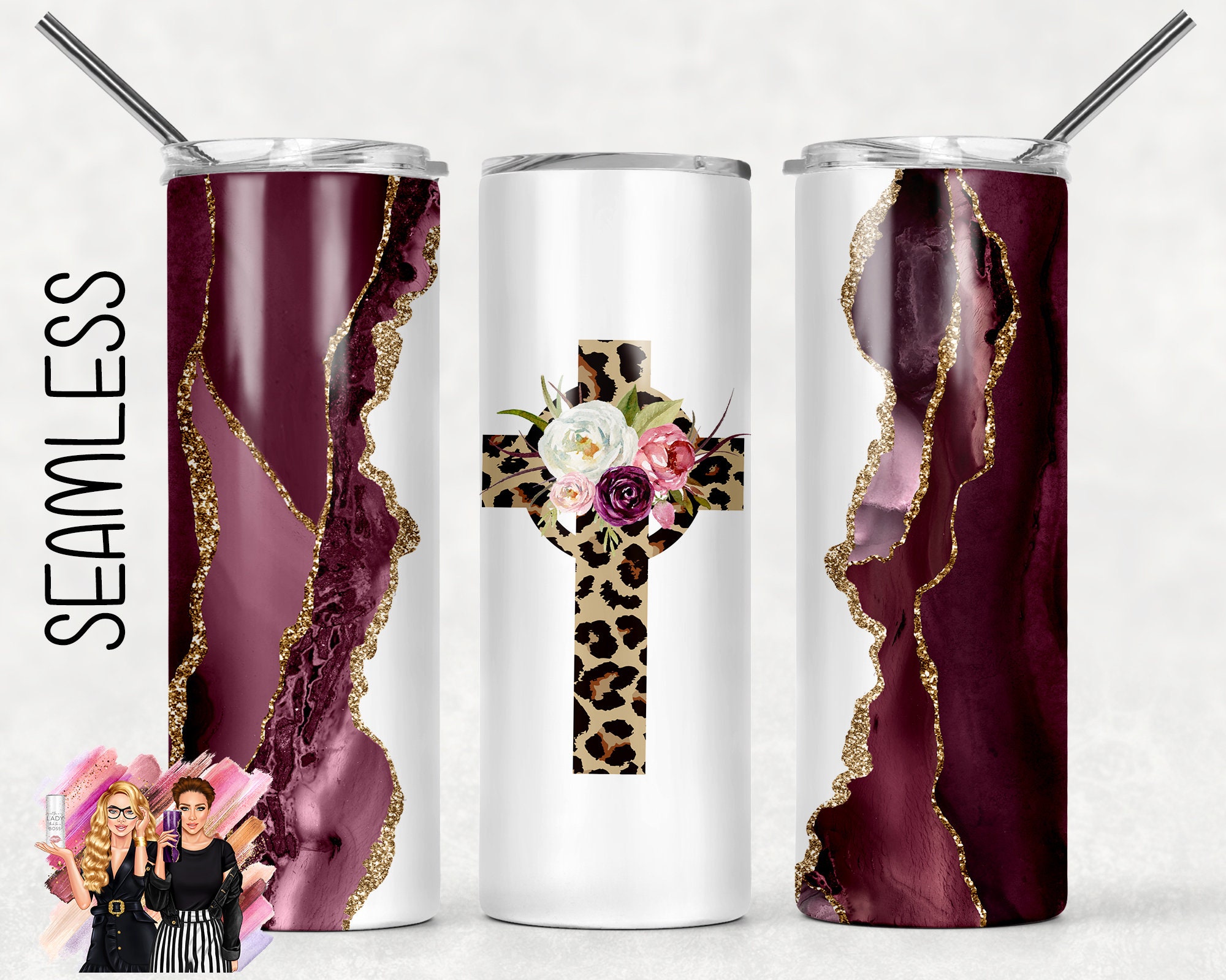 Cheetah Leopard Print Cross Jesus Maroon Agate Abstract Sublimation ...