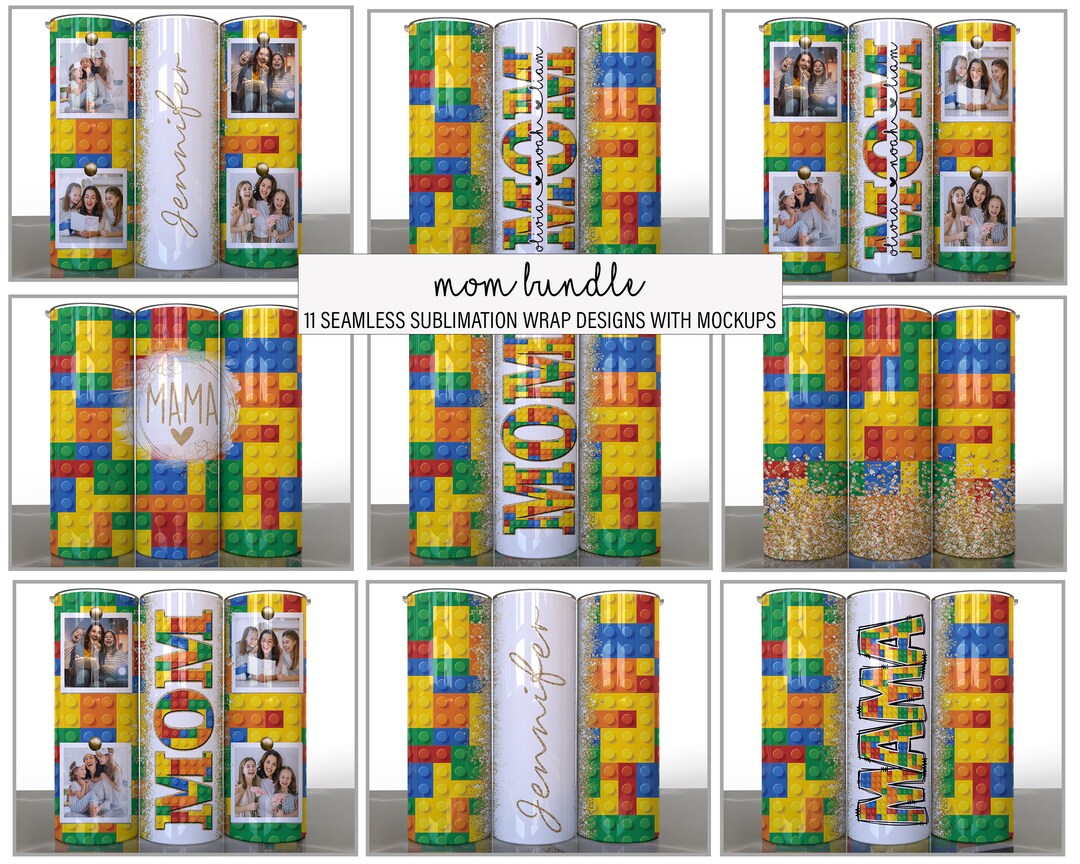 Mom Bundle of 11 Bricks Blocks Colors Gold Mothers Day Sublimation ...