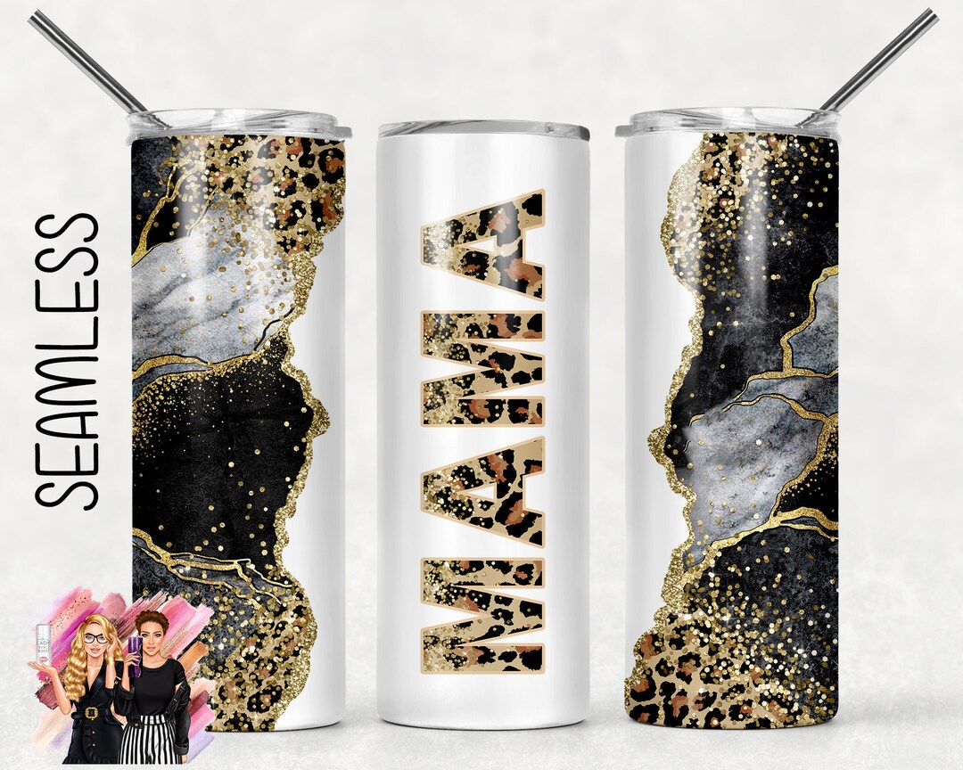 Mama Black Agate Gold Leopard Marble Glitter Cheetah Sublimation ...