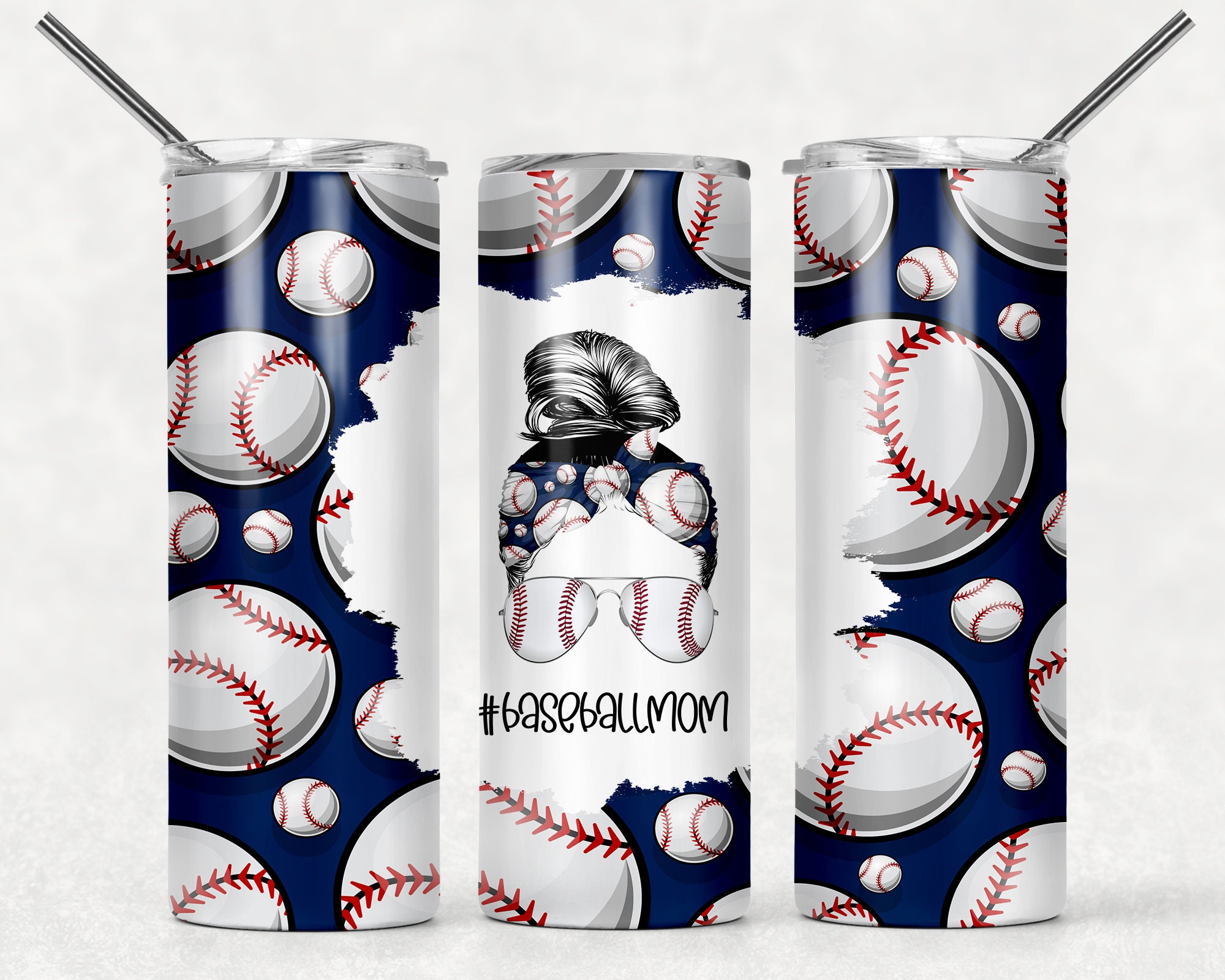 SEAMLESS Sublimation Tumbler Designs Blue Baseball Mom Life - Etsy