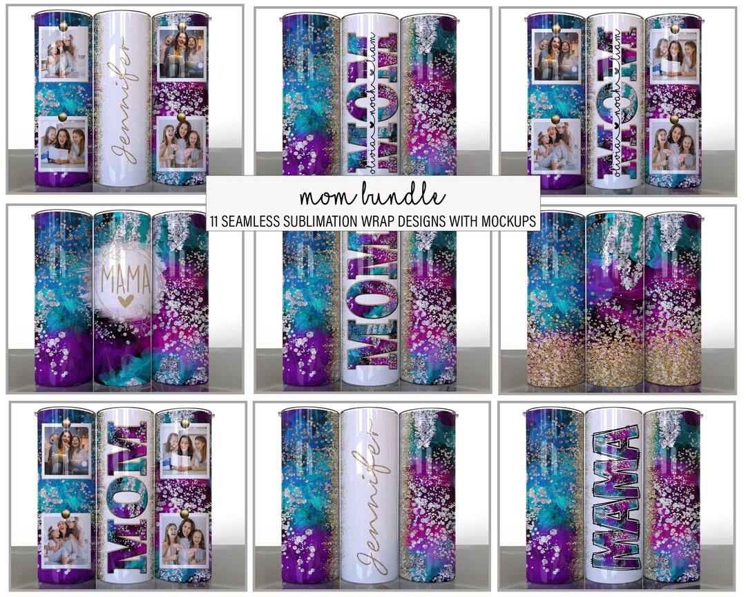 Mom Bundle of 11 Abstract Purple Blue Gold Mothers Day Sublimation ...