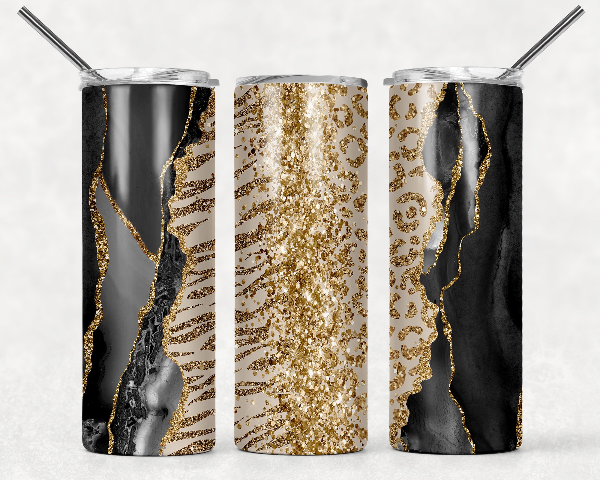 Black and Gold Safari Animal Glitter Abstract Agate Leopard - Etsy