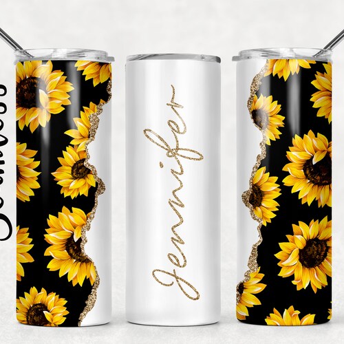 Floral Add Your Own Name Text Seamless Tumbler Design Gold Etsy 