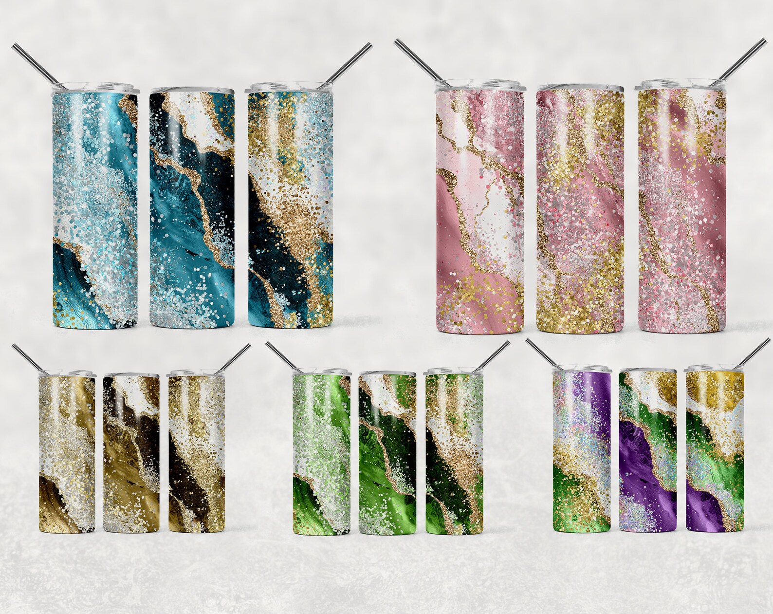 Seamless Bundle of 10 Agate Confetti Milky Way Glitter Gold | Etsy