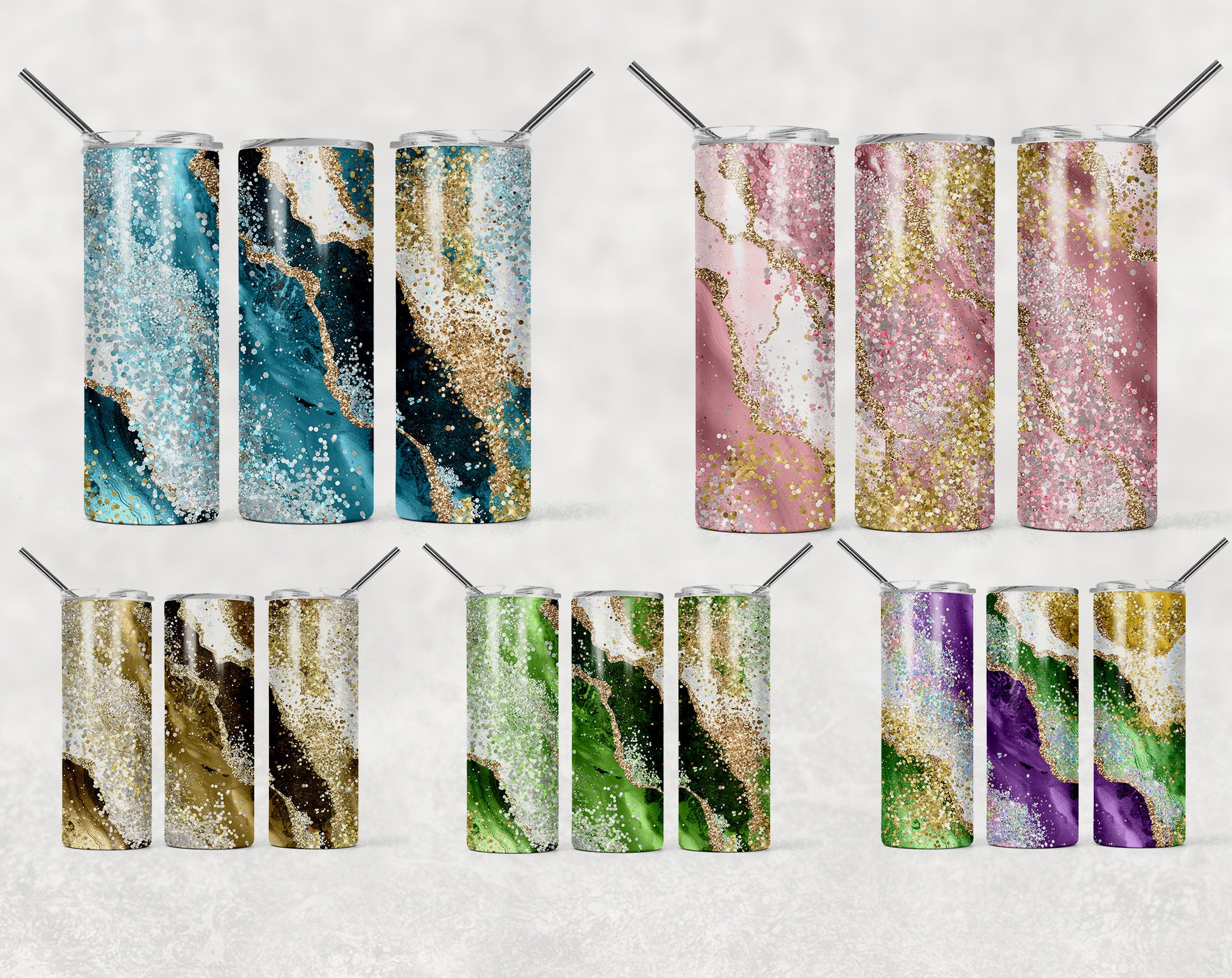 Seamless Bundle of 10 Agate Confetti Milky Way Glitter Gold | Etsy