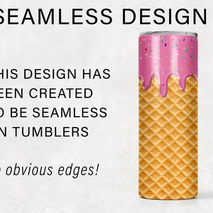 Seamless Pink Ice Cream Cone Wafer With Sprinkles Sublimation Tumbler ...