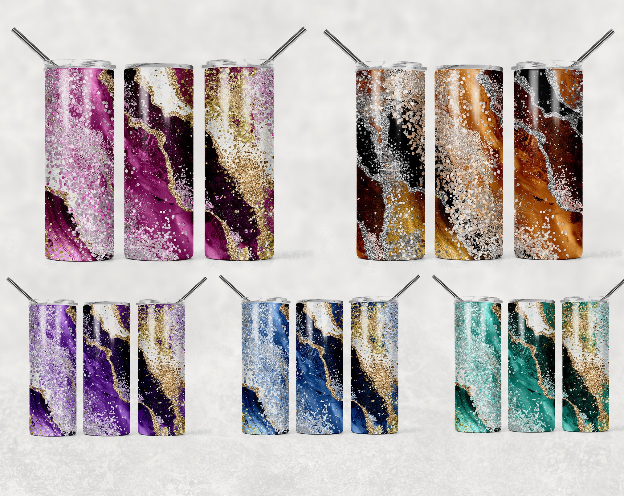 Seamless Bundle of 10 Agate Confetti Milky Way Glitter Gold | Etsy