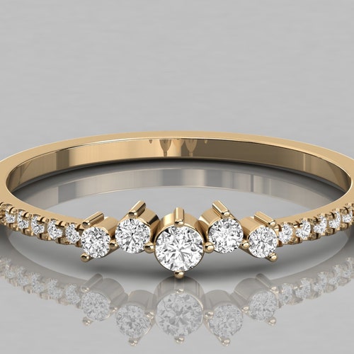 Proposal Ring Gold Diamond Ring for Anniversary Wedding Gift - Etsy