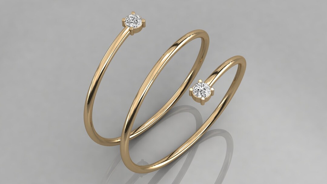 14K Gold Wrap Around Diamond Ring | Double Band Ring | Promise Ring | Stackable Ring | Two ...
