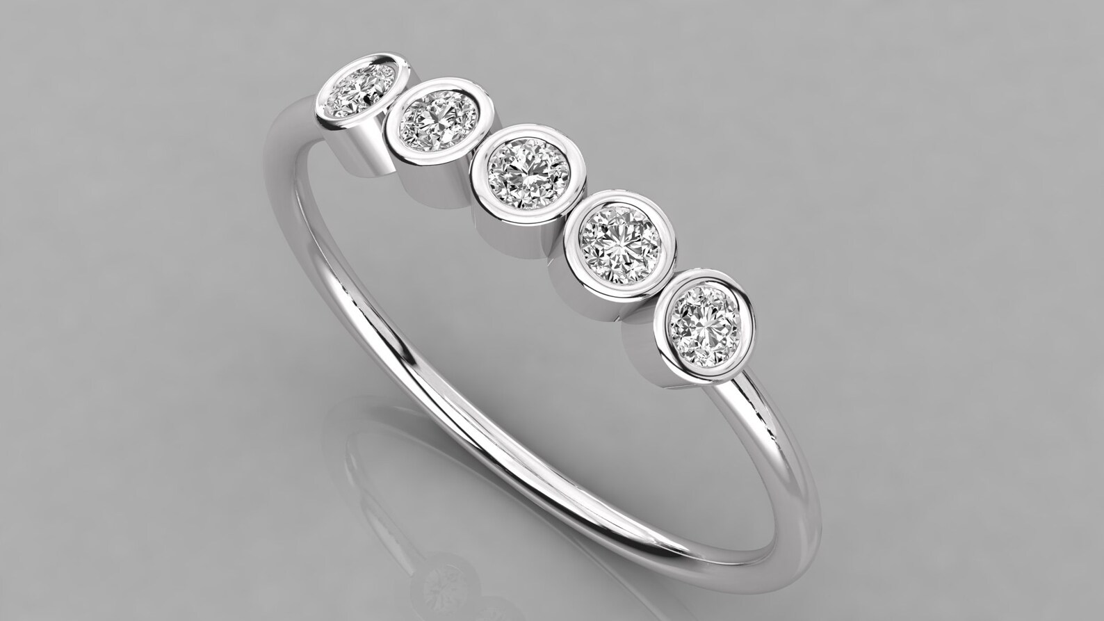 14K Gold Diamond Ring Five Stone Ring Promise Ring | Etsy